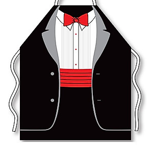 Attitude Aprons Fully Adjustable Tuxedo Apron, Black