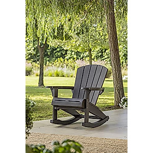 Keter Adirondack Rocker Resin Outdoor Furniture Patio Chair -Perfect for Porch, Pool, and Fire Pit Seating, Dark Grey