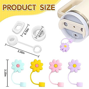 Yungeln 10 PCS Silicone Spill Proof Stopper Set Compatible with Stanley Cup 1.0 40oz/ 30oz,Reusable Straw Cover Including 2 Square Spill Stopper,2 Round Leak Stopper and 4 Flower Straw Cover Cap