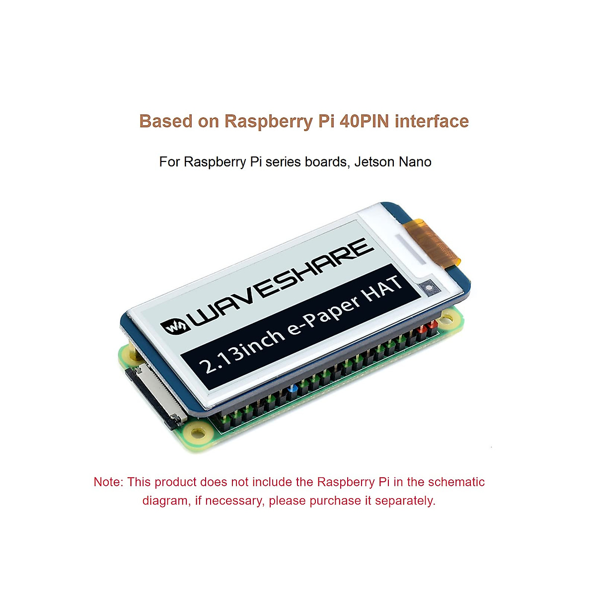 2.13inch E-Ink Display HAT V4 Version, 250x122 Resolution 3.3V/5V Black White Two-Color e-paper Screen Module for Raspberry Pi Zero/Zero W/Zero WH/2B/3B/3B+/4B, Supports Partial Refresh, SPI Interface