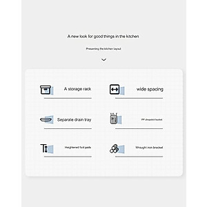 Dish Drying Rack Multifunctional Dish Rack for Kitchen Counter,Dish Rack with Drainboard, Rotatable Drain Spout, for Kitchen Counter and Sink, Cup Holder,Chopstick rest Utensil Holder,(Black)