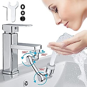 1080° Rotating Faucet Extender Rotatable Multifunctional Extension Faucet Universal Splash Filter Faucet Swivel Faucet Aerator Sink Face Wash Attachment with 2 Water Outlet Modes
