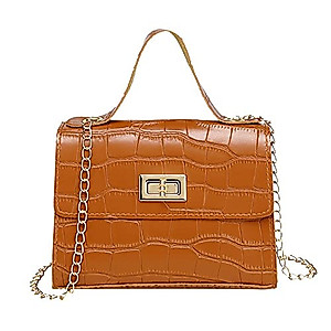 Women Shoulder Bags Single Strap Mini Tote Trend Luxury Casual Chain Handbag(Brown)