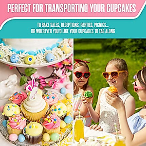 Cupcake Boxes 24 Count, Cup Cake Containers, Travel Carrier, 5 Pack (120 Compartment), Full Size, Tall Dome, Clear, PET Plastic, Disposable, Tray With Lid, Cupcakes Transport Holder, Houseables