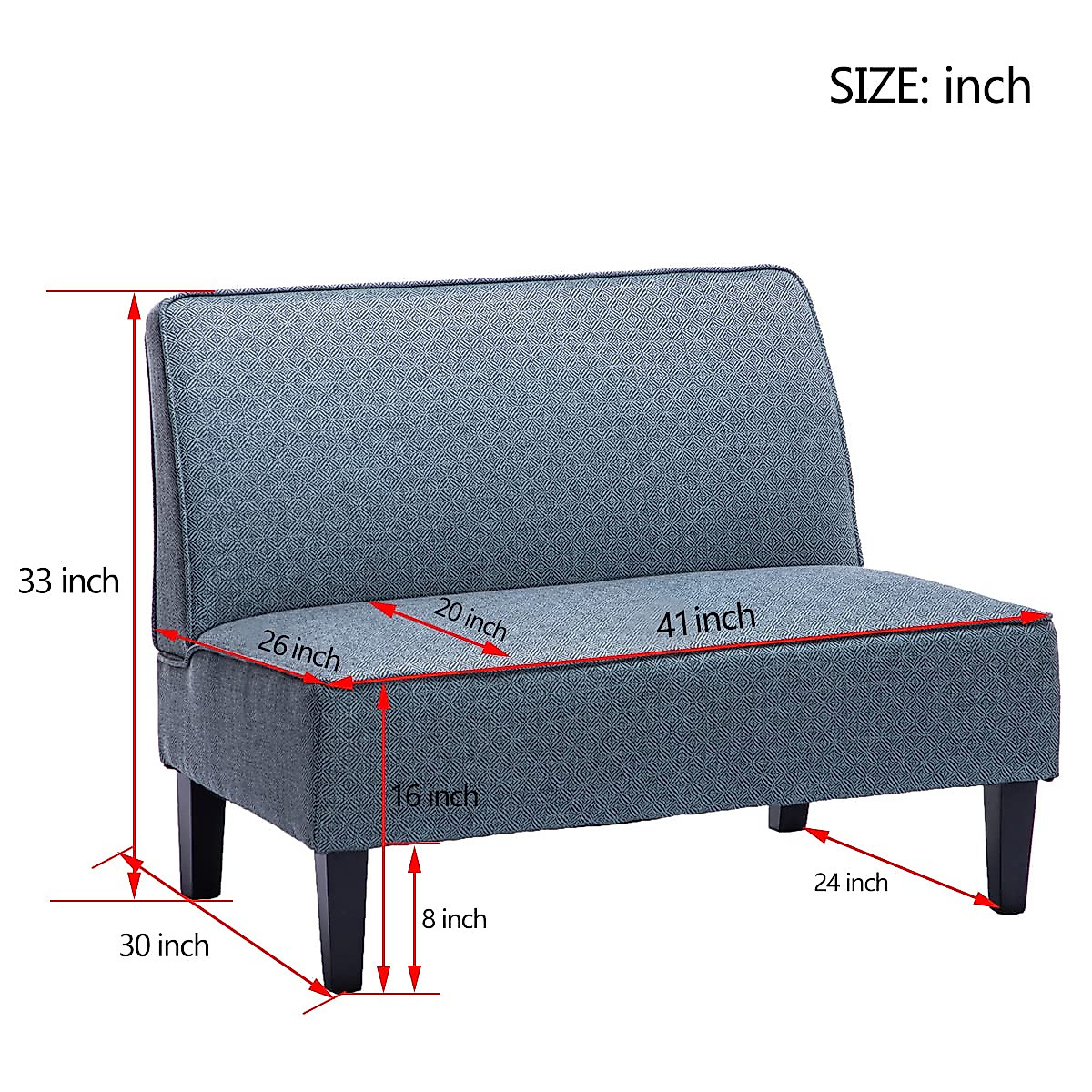 Yongqiang Upholstered Armless Loveseat Settee for Living Room Bedroom Dining Room Small Sofa Couch Banquette Pattern Fabric