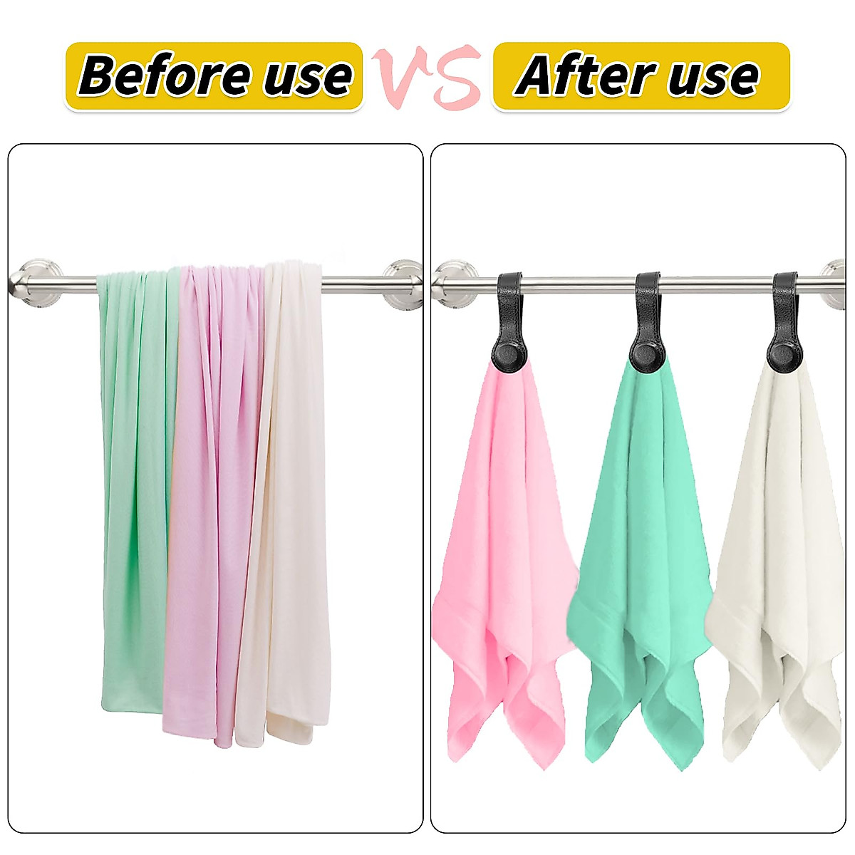 3 Pack Leather Towel Clips for Kitchen, Magnetic Hand Towel Clips Towel Holder with Magnet, Simple and Covenient Kitchen Bathroom Towel Storage Accessories