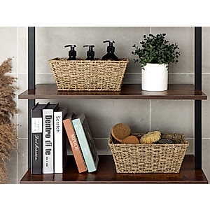 StorageWorks Large Wicker Baskets, Water Hyacinth Baskets for Organizing, Handwoven Storage Baskets with Built-in Handles, 2 Pack