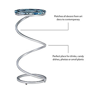 Powell Silver Blue Agate Top Nora Spiral Drink Table