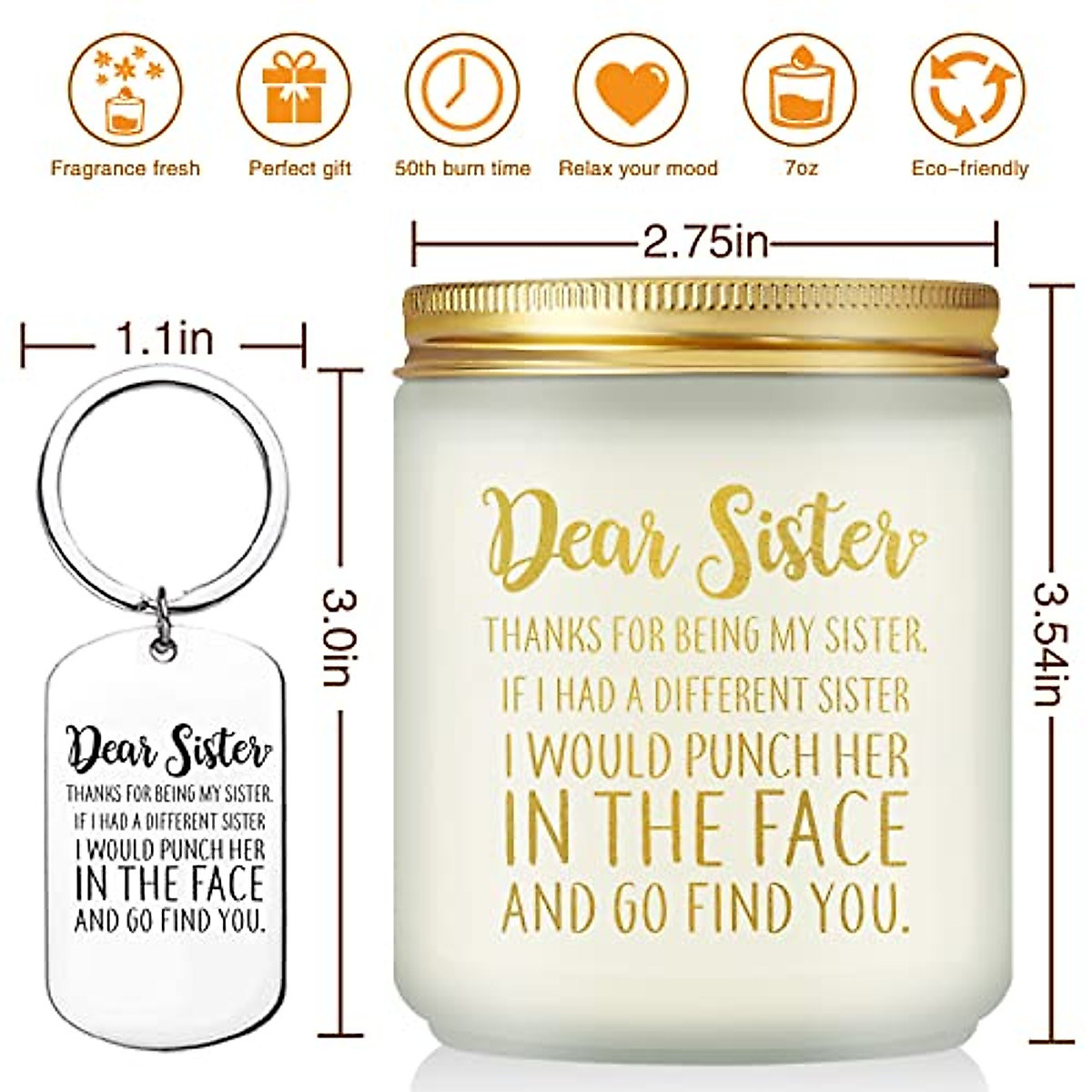 Volufia Candles Gifts for Sister - Sister Gifts from Sister - Sister Birthday Christmas Gifts for Big Sister, Little Sister, Little Girls, Sisters in Law - Funny Lavender Scented Candle