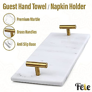 Guest Towel Holder Tray for Bathroom - Marble Tray - White - Bathroom Hand Towel Tray, Paper Guest Towel Holder, Vanity Tray for Bathroom (White)