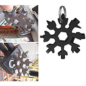2PCS 18-in-1 Snowflake Multi Tool, Stainless Steel Snowflake Bottle Opener/Flat Phillips Screwdriver Kit/Wrench, Durable and Portable to Take, Great Christmas gift(Silver Black)