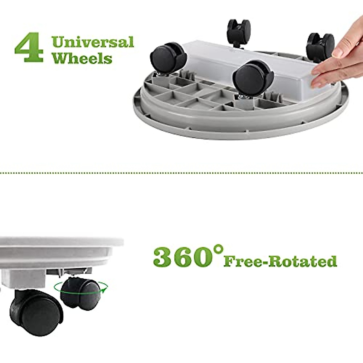 Looca Plant Caddy with wheels and Drainage Tray, 13”Rolling Plant Stand Flower Pot Mover, Planter Caddies Round Plant Dolly for Heavy Duty Planter, 3 Pack, Bearing 120 lbs