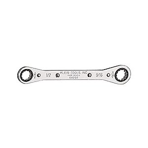 Klein Tools 68202 Ratcheting Box Wrench 1/2-Inch x 9/16-Inch with Reverse Ratcheting and Chrome Plated Finish