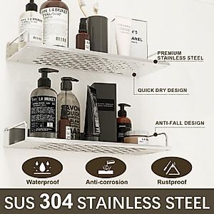 YZNBIK Shower Caddy Organizer Shelves Rack, 2 Pack Bathroom Organizers and Storage, Rustproof 304 Stainless Steel Wall Home Storage and Organization, Silver