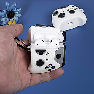 JoySolar for Airpod 1&2 Case Cute Cartoon 3D Soft Silicone Air Pods Funny Cover Kawaii Fun Cool Keychain Unique Design Shell Fashion Stylish Girls Kids Teens Women Cases for Airpods 1/2(WhiteHandle)