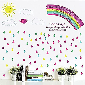 Promises Of God Rainbow Wall Decal Set for Kids - Pink, 85” x 68.5”, 112 Total Stickers - Bible Verses, School Decorations, Classroom, Nursery Decor, Polyvinyl Chloride, Reusable, Waterproof