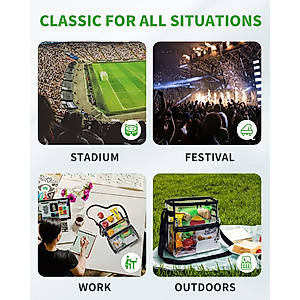 Vorspack Clear Tote Bag - Clear Bag Stadium Approved 12x12x6 Clear Lunch Bag Clear Crossbody Bag for Sports Events Concerts Work College - Black