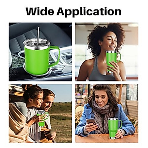 GUDEMAO 20 oz Tumbler with Handle, Stainless Steel Insulated Tumbler with Lid and Straw, Double Wall Vacuum Insulated Coffee Mug Tumbler, Insulated Coffee Thermal Cup for Cold and Hot (Bright Green)