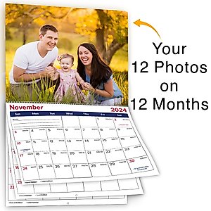 Custom Photo Wall Calendar 2024-2025 for Home & Office - Print 13 Memories & Make Your Own Personalized Calendar from July 2024 to June 2025 - Gift