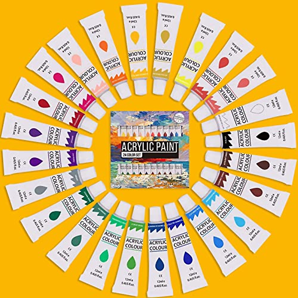 Acrylic Painting Supplies, Acrylic Paint Set Safe Easy Coloring Waterproof User Friendly for Artist