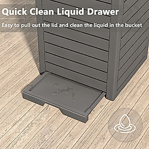 LHBGO 31 Gallon Kitchen Trash Can, Waterproof Garbage Can with Tiered Lid and Drip Tray, Resin Outside Trash Bin for Patio, Backyard, Deck, Gray