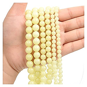 NHBT YU 6/8/10mm Natural Stone Yellow Luminous Stone Round Beads Loose Spacer Bead for Jewelry Making DIY Accessories T87 (Color : H8621, Item Diameter : 10mm)