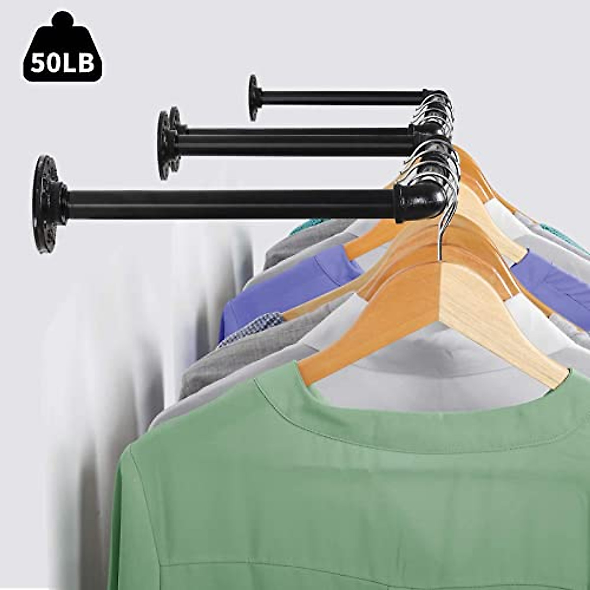 LIANTRAL Clothing Racks for Hanging Clothes, 32.6" Garment Rack, Set of 2 Industrial Pipe Clothing Rack, Closet Rod for Closet Storage, Laundry Room