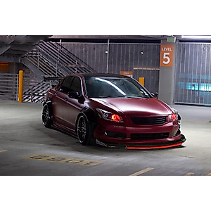 Xotic Tech Front Bumper Lip Chin Spoiler Splitter Diffuser Protector Body Kit with Adjustable 10"-13" Support Splitter Rod Compatible with Honda Accord Civic, Volkswagen MK5 MK6 MK7, Black w/Red