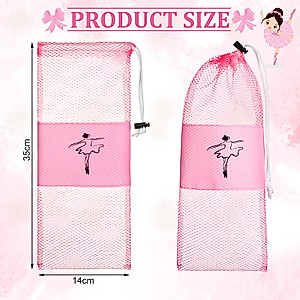 Shappy 4 Pcs Pointe Shoe Bag Pink Dance Mesh Shoe Bags Shoe Storage Ballet Dance Shoes Bag Drawstring Dance Shoe Pouch Bag for Women Girls, Medium Women/Medium Men