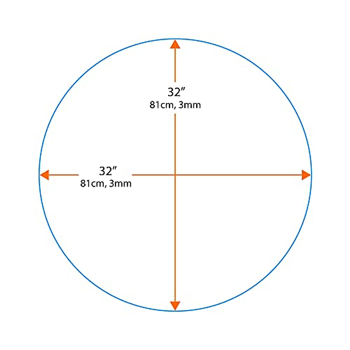 32" Round Tempered Clear Glass Table Top - 3/8" Thick with Flat Polish Edge