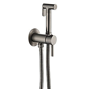 ZLOCYIVHE Handheld Bidet Sprayer for Toilet, Easy Install Baby Cloth Diaper Sprayer Kit Single Handle Bathroom Toilet Bidet Attachment Set for Bathing Pets Feminine Hygiene,Brushed Gold(Gun Grey)