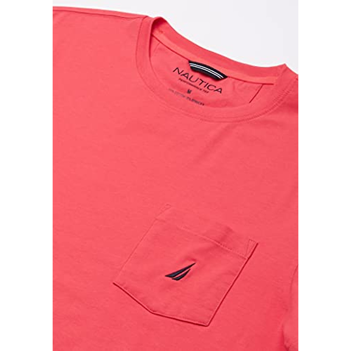 Nautica mens Solid Crew Neck Short-sleeve Pocket T-shirt T Shirt, Melon Berry, Large US