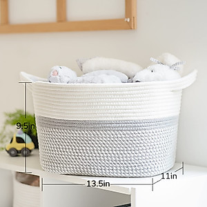 CHICVITA 3-Pack Cotton Rope Storage Baskets, Cube Basket, Under Shelf Basket, Basket Set for Nursery, Books, Socks Towels, Blankets, Gray