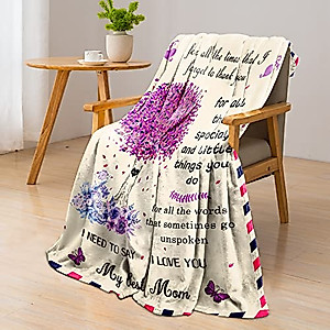 Gifts for Mom from Daughter or Son, Mom Letter Blanket, Best Mom Ever Gifts, Unique Birthday Gifts for Mom and Mother in Law, Soft Throw Blanket Personalized Gift Idear for Mom 50''x60''