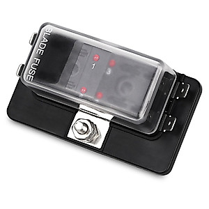 WATERWICH 4-Way Blade Fuse Box Standard Circuit Fuse Holder Box Block DC 12-32V with Waterproof Protection Cover for Car Boat Marine Trike Auto Car Truck Vehicle SUV Yacht RV Ship (4-Way)