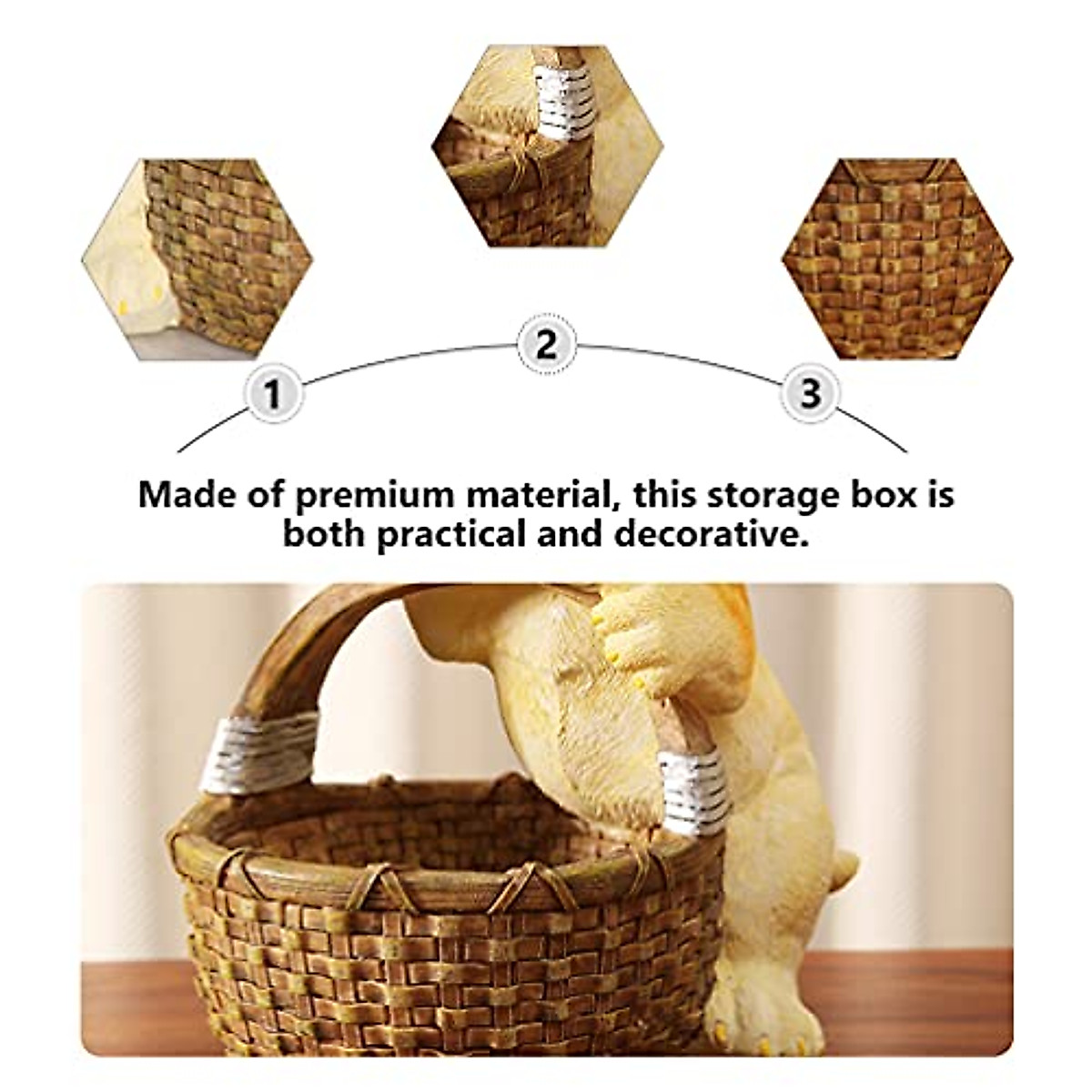 DOITOOL Jewelry Organizer Tray Dog Figurine Basket Animal Candy Storage Box Polyresin Puppy Collecting Statue Ornament for Key Small Items Remote- Control Holder (Labrador) Desk Topper