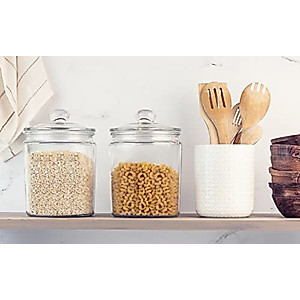 KooK Glass Kitchen Jars, Food & Cookie Storage Containers for Pantry, Bathroom Apothecary Canisters, Dishwasher Safe, with Chalk and Labels, 1/2 Gallon, Set of 2