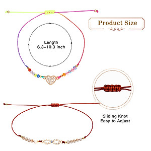 15 pcs Evil Eye Bracelets Mexican String Knot Bracelets Beaded Adjustable Handmade Braided Bracelet Set Evil Eye Anklets Jewelry for Women