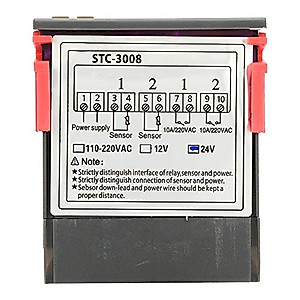 Jeanoko STC-3008 50/60Hz Dual Display Dual NTC Probe Sensor 10A -50°C-70°C Digital Temperature Thermostat Controller (110~220V)
