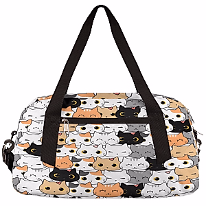 Kids Duffle Bag for Boys Girls Sport Gym Bag Kids Carry-On Bag for School Practice Ballet, Weekender Travel Duffel Bag (cute cats)