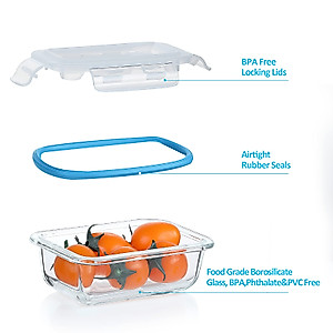 M MCIRCO [12-Pack, 6.3oz] Small Glass Food Storage Containers, Small Glass Containers with Lids, Small Glass Jars for Snacks, Dips, Sauces, BPA Free, Freezer, Microwave & Dishwasher Friendly, Blue