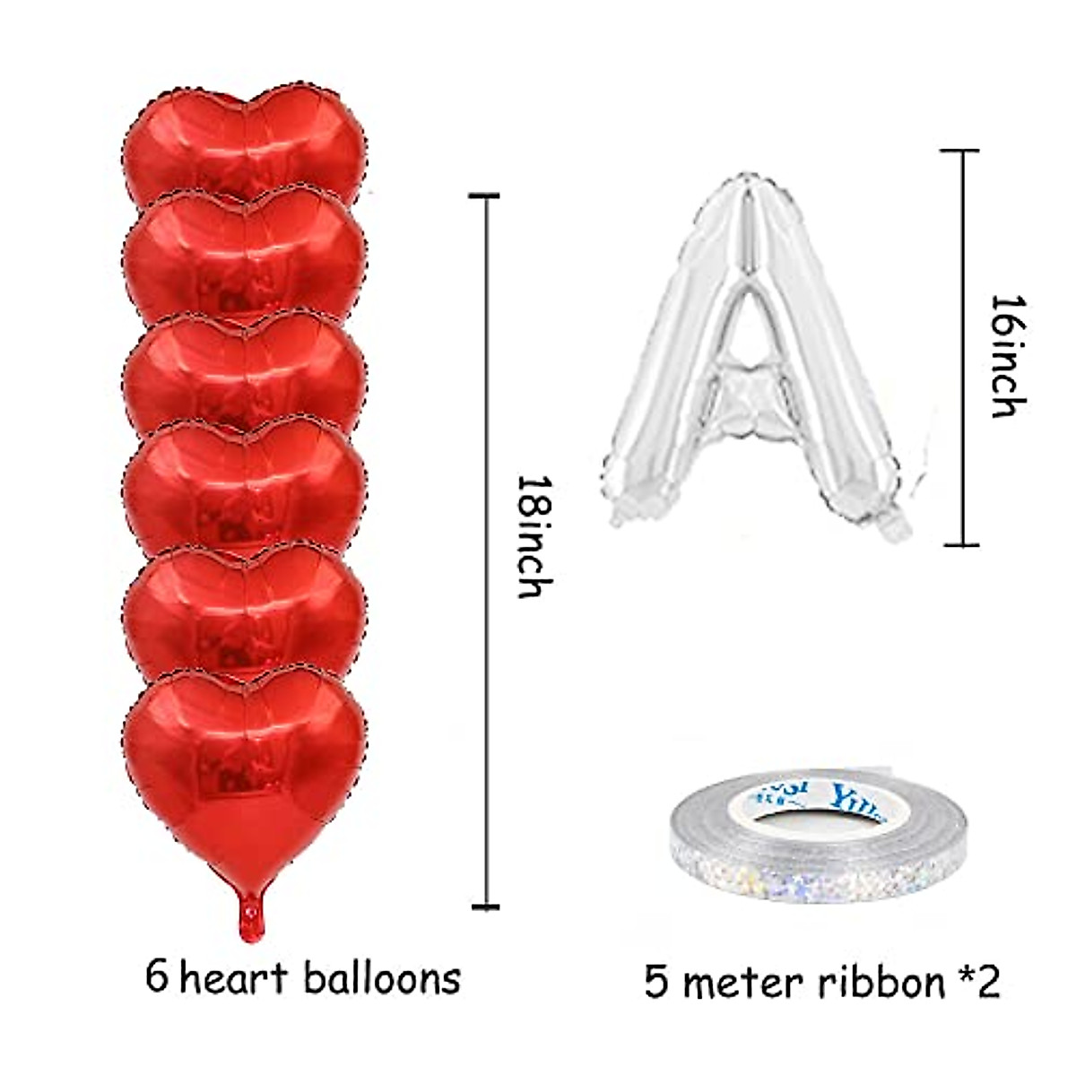 KUNGOON Happy Anniversary Balloon Banner,Valentines Day/Wedding Anniversary Party Decorations,Love Party and Anniversary Party Supplies,16 Inch Silver Aluminum Foil.(Silver)