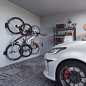 monTEK Swivel Bike Wall Mount, Bike Hangers for Garage, Wall Mount Bike Rack, Space Saving Sturdy Wall Bike Rack, Vertical Bike Rack Holds Up to 66 lbs - Bike Storage Rack for Garage, Red, 4 Pack