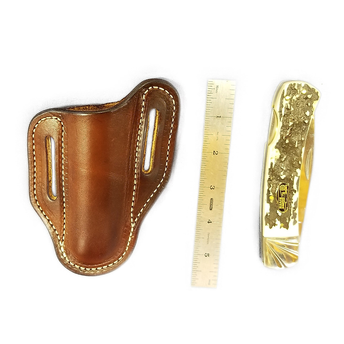 Brown Folding Hunter Leather Knife Sheath