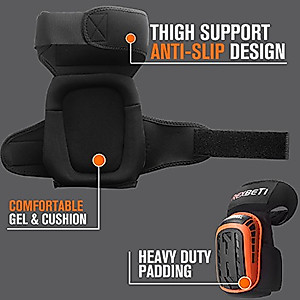 REXBETI Knee Pads for Work, Construction Gel Knee Pads Tools, Heavy Duty Comfortable Anti-slip Foam Knee Pads for Cleaning Flooring and Garden, Strong Stretchable Straps, 1 Pair