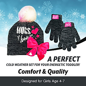 Nickelodeon JoJo Siwa Hugs & Bows Girls Winter Hat and Gloves Cold Weather Set, Age 4-7