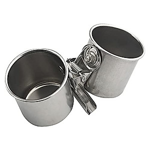 XINMEIWEN Bird Water Feeder Dishes Bird Bowl Cage Parrot Food Hanging Stainless Steel Birdcage Bowls Feeding Perches with Clamp Cup (5.5cm)