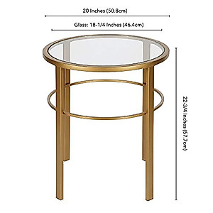 Henn&Hart 20" Wide Round Side Table in Brass, Table for Living Room, Bedroom