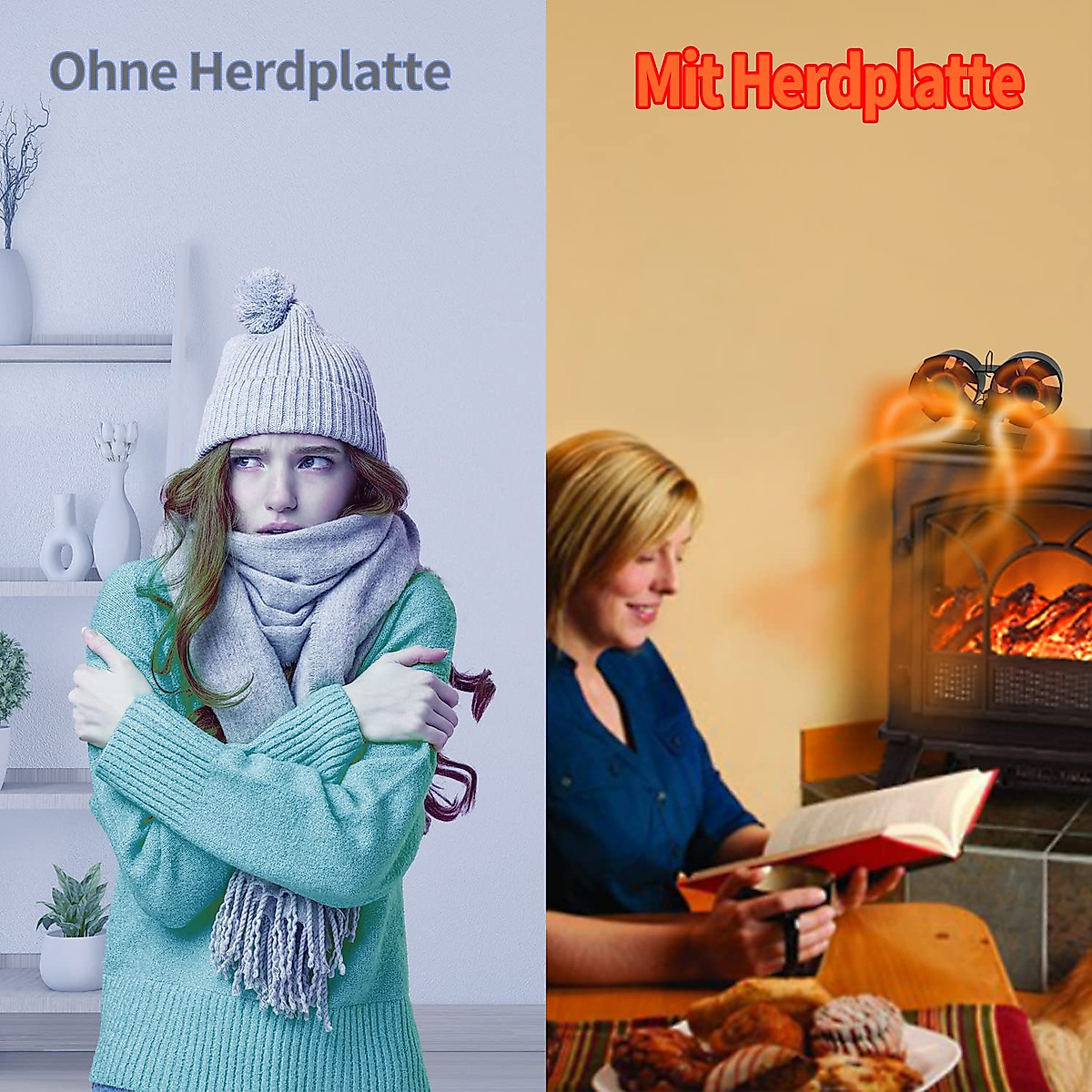 FUTURESUN Wood Stove Fan Heat Powered, 10 Blades Fireplace Fan Non Electric for Wood/Log Burner/Fireplace, Eco Friendly Efficient Heat Activated Fan for Home Heat Distribution, Dual Motors