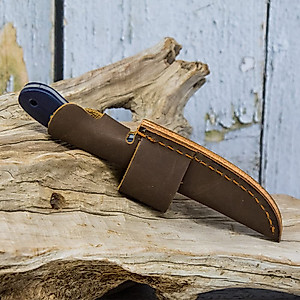 WHISKEY BENT HAT CO. Sendero Caper 440 Stainless Steel Fixed Blade Knife w/Leather Sheath (Nightfall)